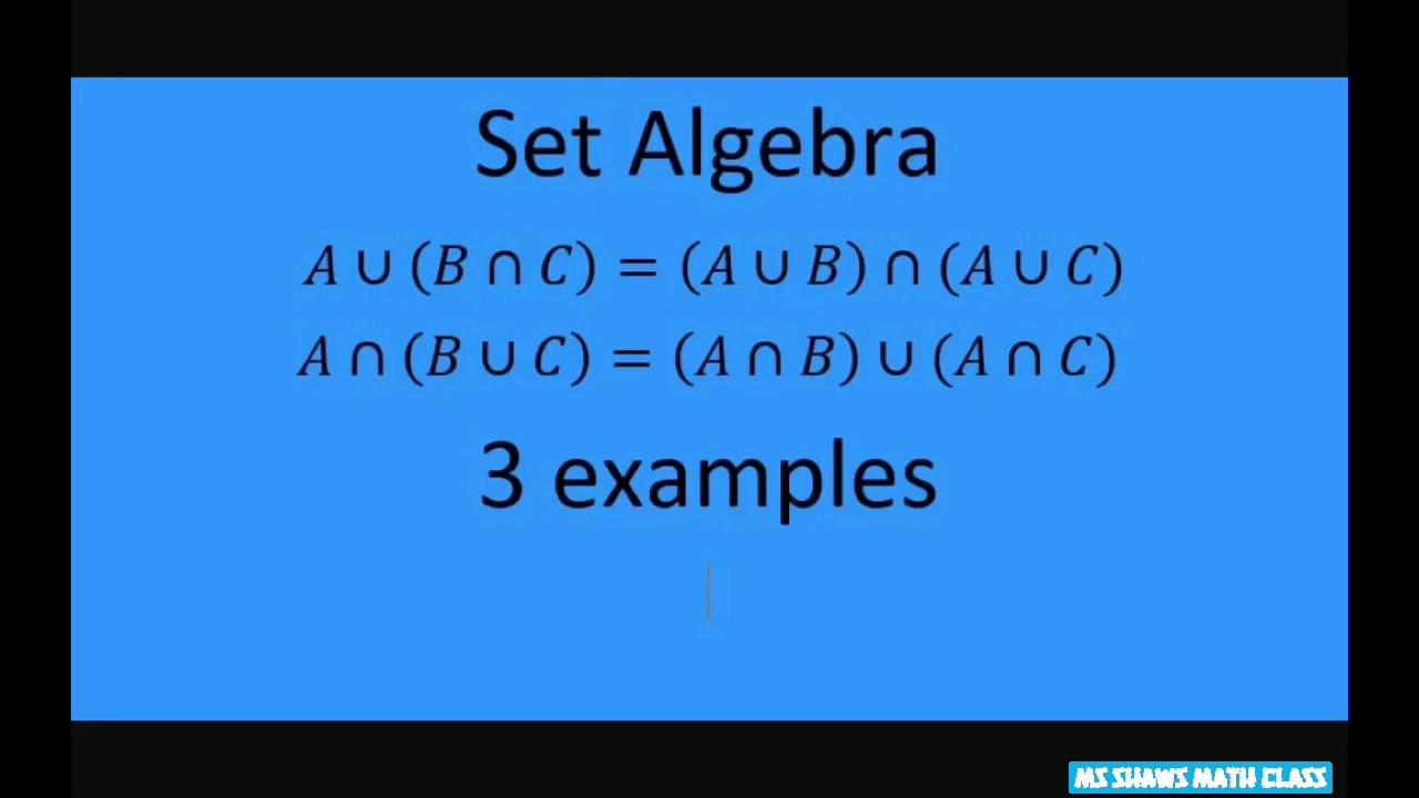 Set Algebra. 3 Examples. Abstract Algebra