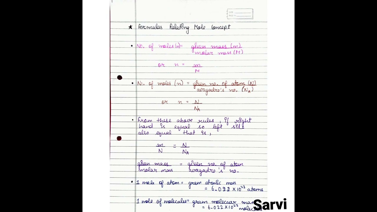 class -9 project on mole concept 😎