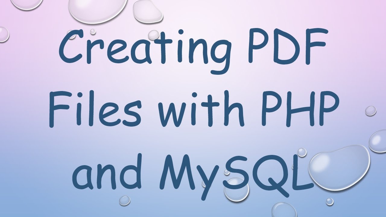 Creating PDF Files with PHP and MySQL
