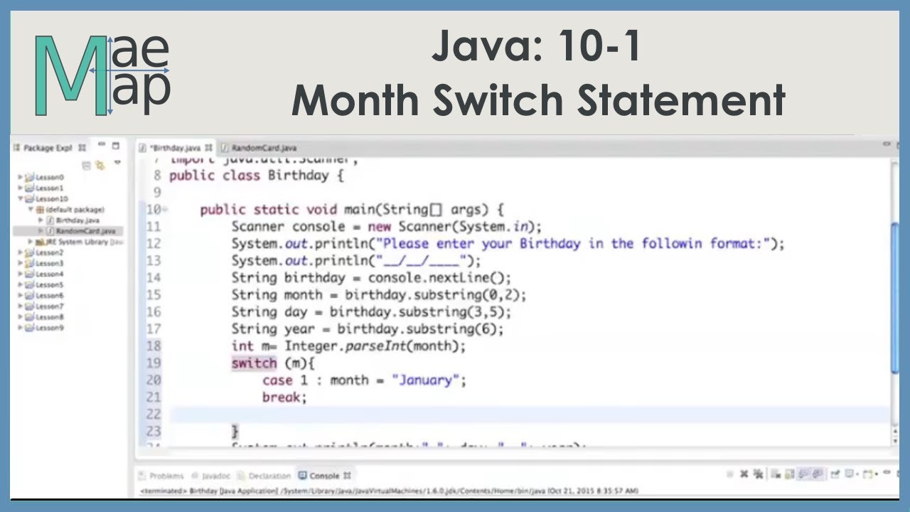 Java: 10-1 Month Switch Example