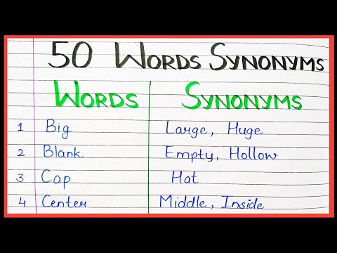 50 Synonyms words in english | what is synonyms of | English synonyms