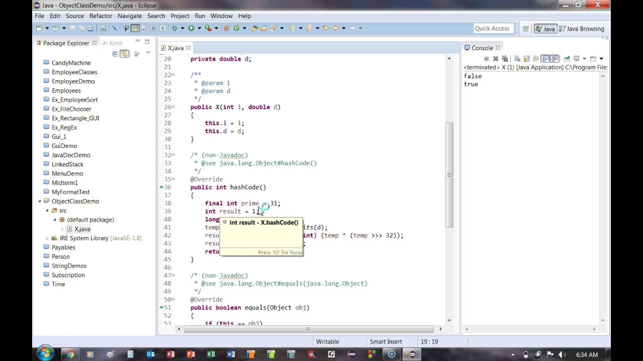 Overriding the Object hashCode method