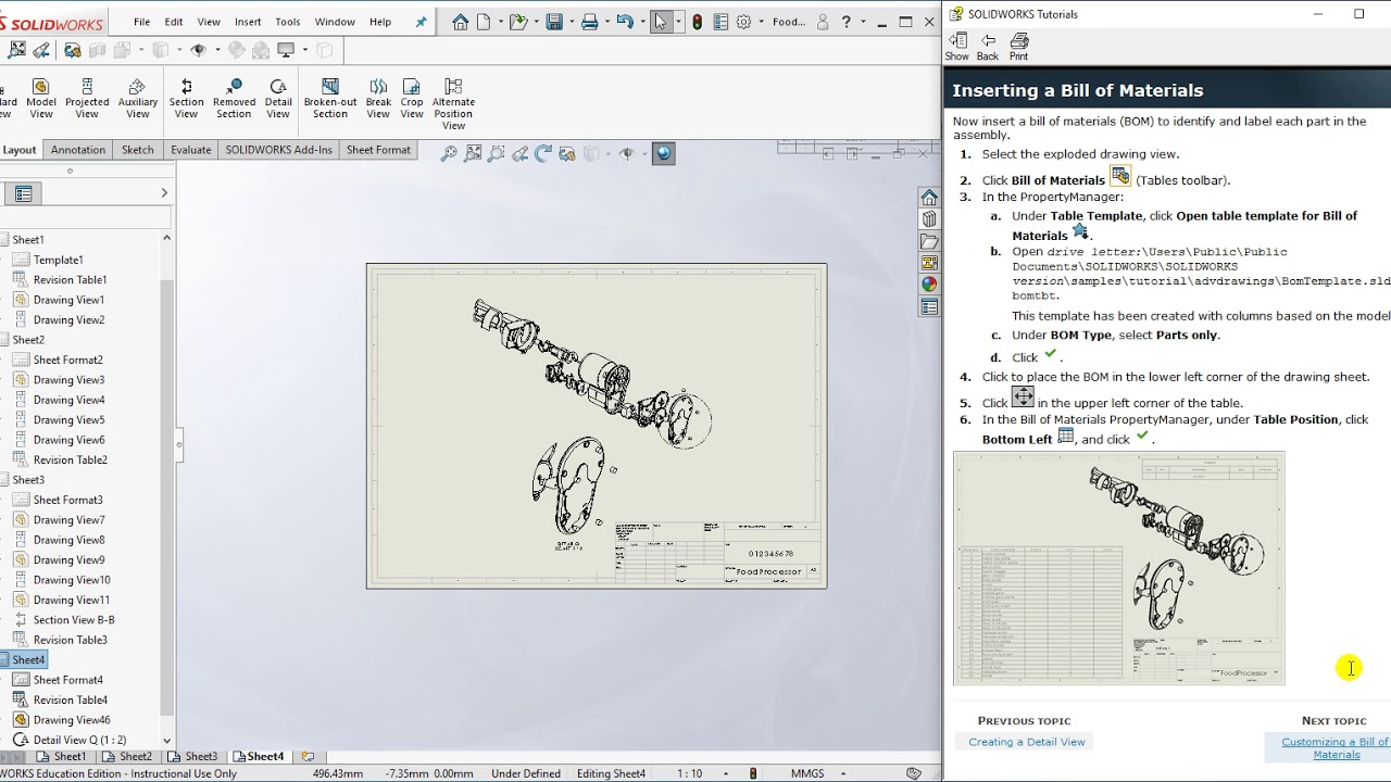 SolidWorks : Advanced Drawings (Assembly Drawing Views) : 7.4