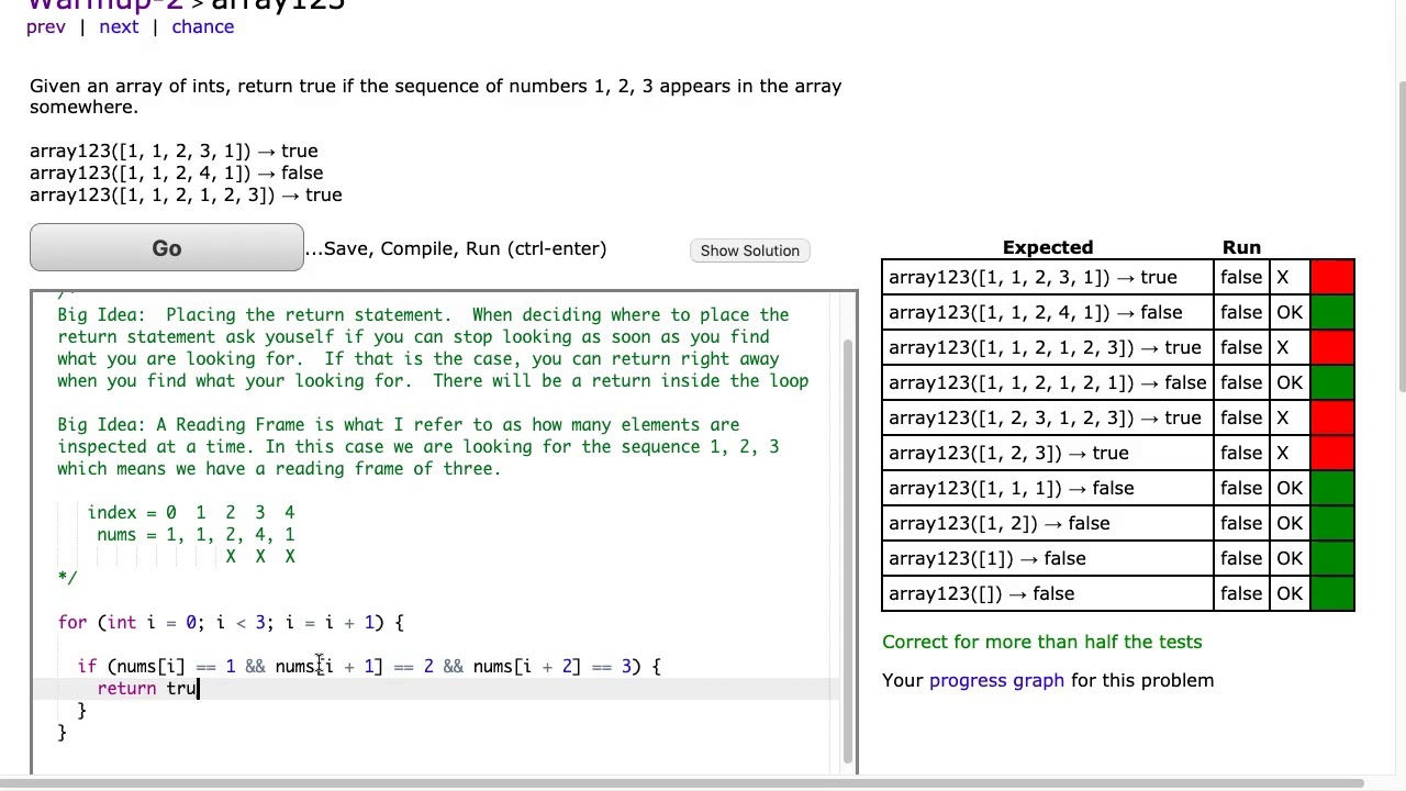 Codingbat - array123 (Java)