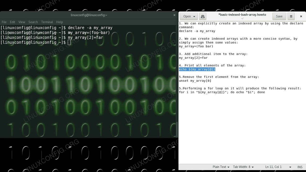 Creating basic indexed Bash array