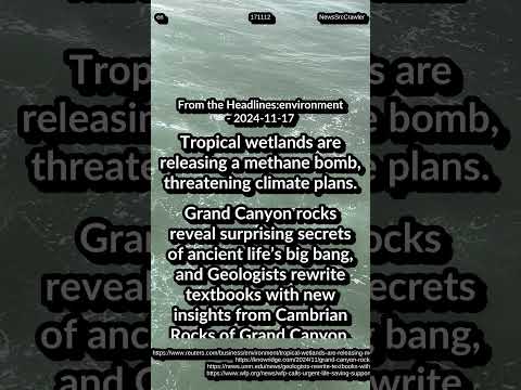 Tropical wetland: methane bomb. Grand Canyon: ancient life big bang WFP: Nigeria 33M food insecurity
