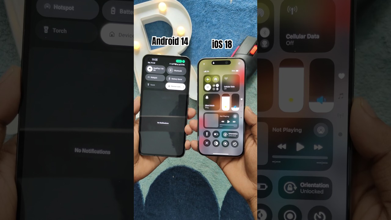 Android 14 vs iOS 18 notification panel vs control panel #iOS #iOS18 #Android #Android15 #Android14