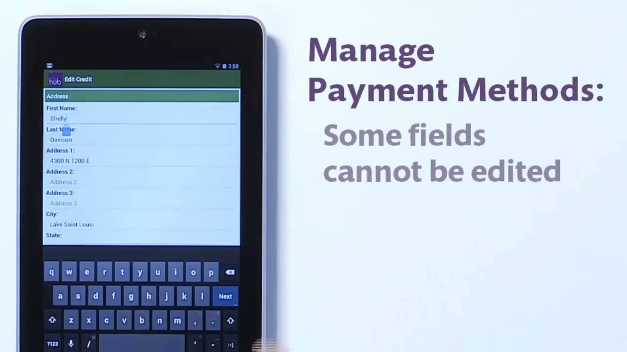 Manage Payment Methods Android Phone