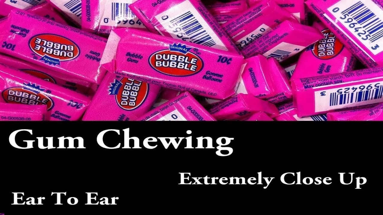 ASMR Gum Chewing, Blowing Bubblegum Bubbles (Ear To Ear, Extremely Close Up)