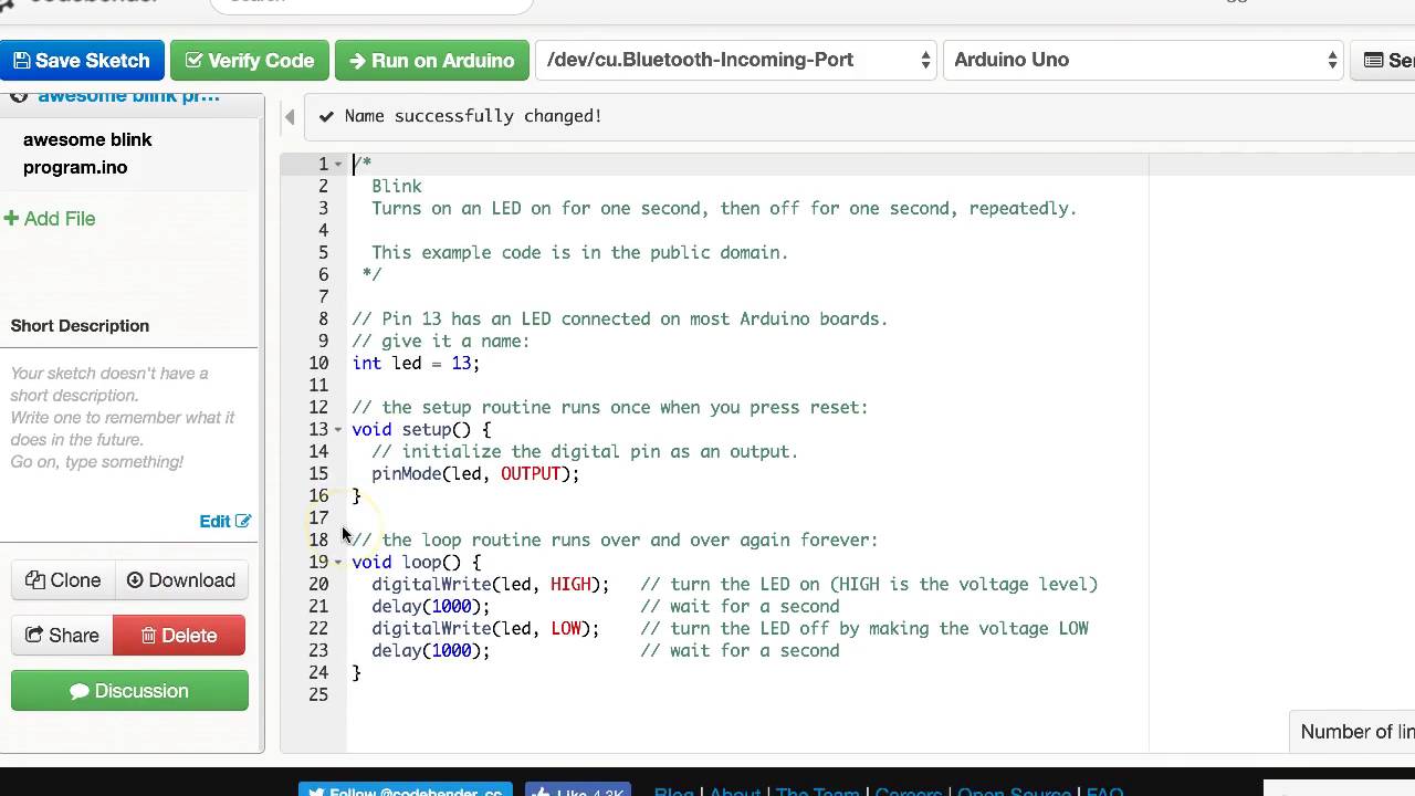 Robotics: Arduino, part 3 -  Blink + Codebender