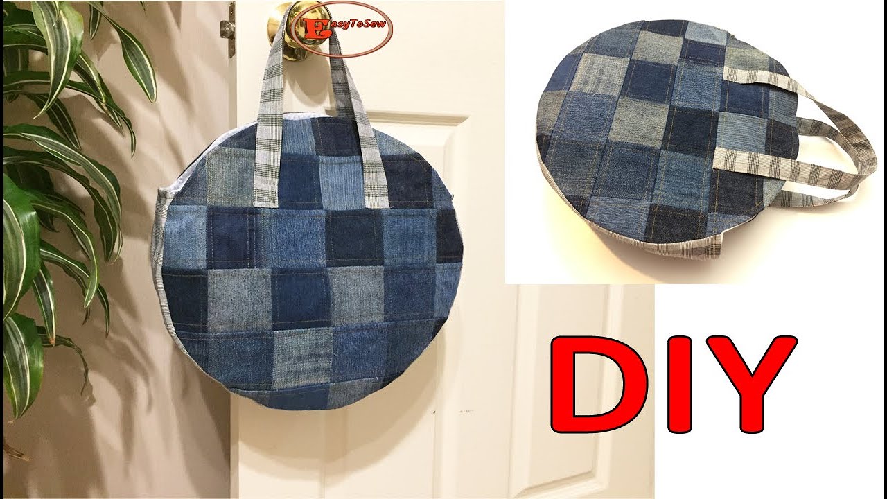 HOW TO MAKE A DENNIM ROUND HANDBAG OUT OF OLD JENAS | BAG SEWING TUTORIAL | DIY ROUND HANDBAG