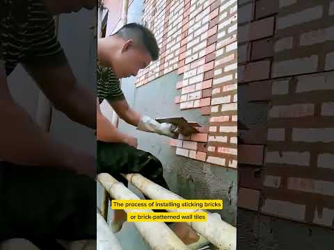 The process of installing sticking bricks or brick-patterned wall tiles
