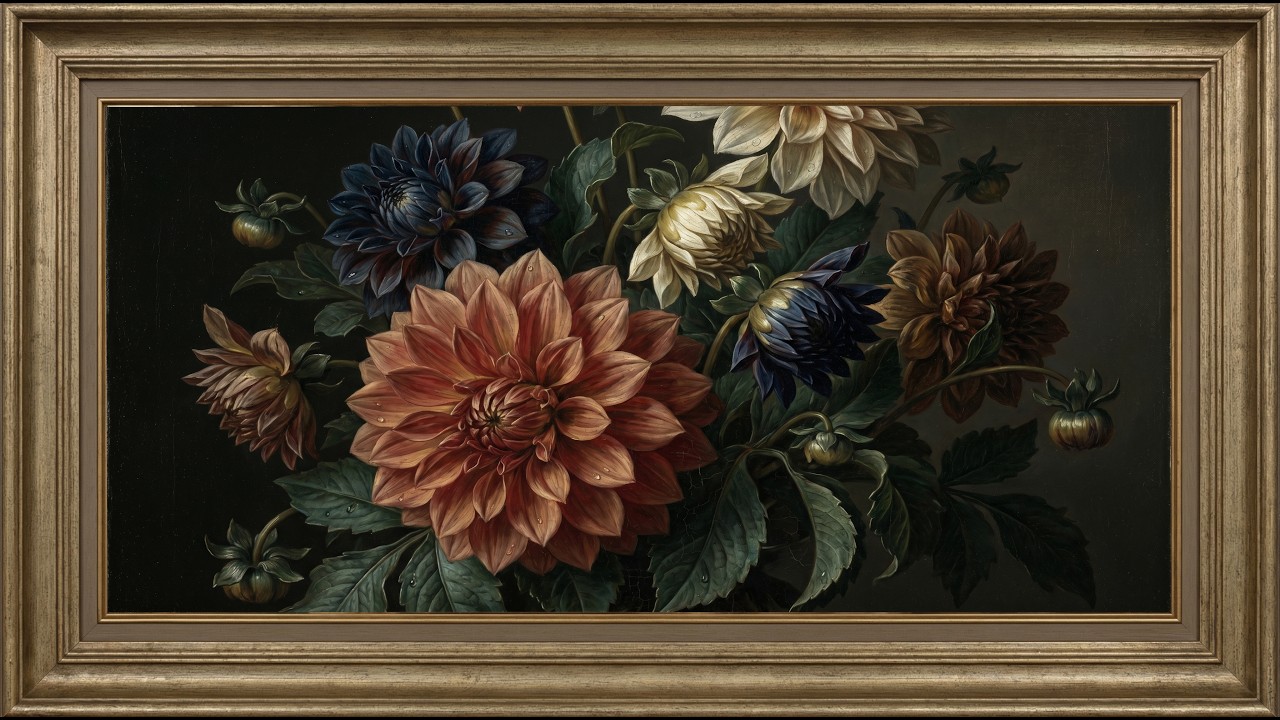 Dahlia Flowers 4K Screensaver, Detailed Floral Close Up, Relaxing Ambient Art TV (2 Hours)