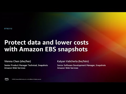 AWS re:Invent 2022 - Protect data and lower costs with Amazon EBS snapshots (STG212)