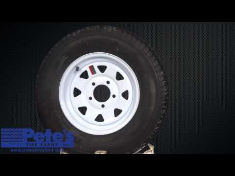 Greenball Transmaster Radial Trailer Tire and White Spoke Wheel ST175/80R13 (LRC) (5 Lug)