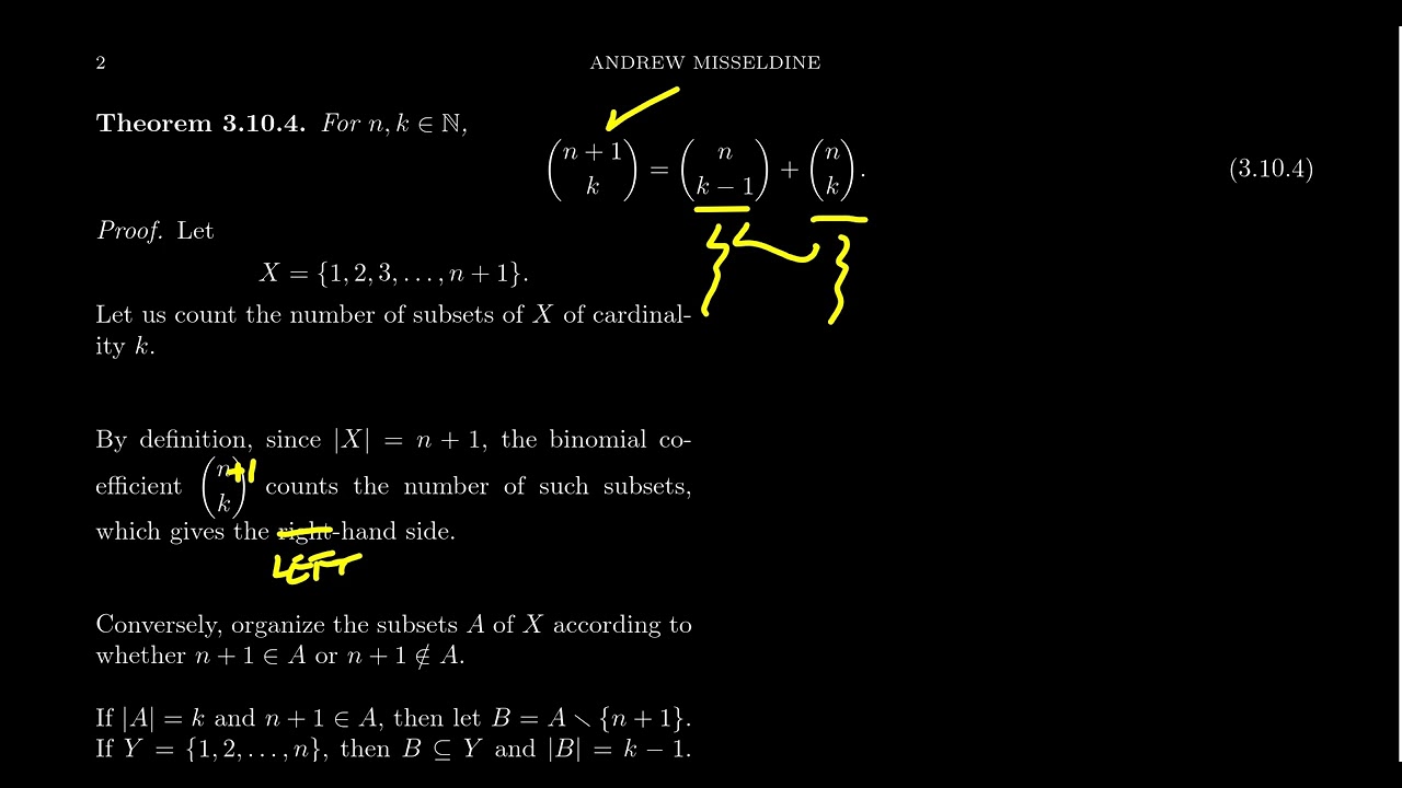 Proving Binomial Identities using Combinatorial Proof