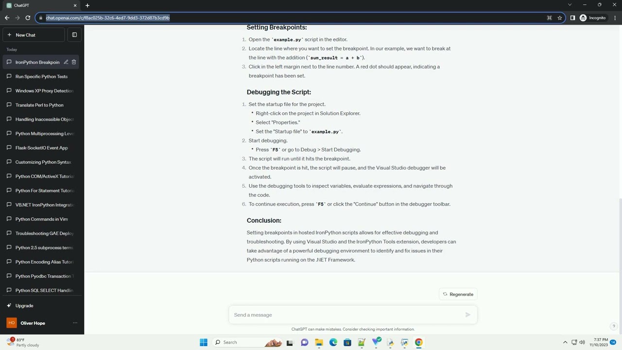 breakpoints in hosted IronPython scripts