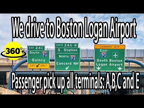 360° Video | We drive to Boston Logan Int. Airport | Passenger pick up all terminals A,B,C and E