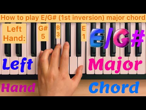 Piano Lesson 117: How to play E/G# (1st inversion) major chord with the left hand tutorial