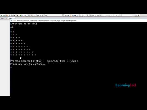 Learn C Pattern Printing Programs | Right Angle Triangle Star Pattern with Explanation | English ...