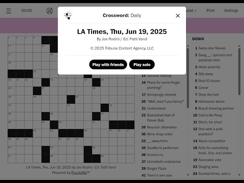 The Washington Post / LA Times Crossword 19/06/2025
