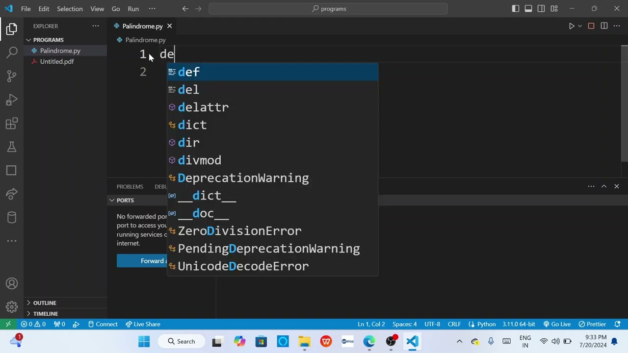 Palindrome Check | Problem statement-1 | Python | Coding club