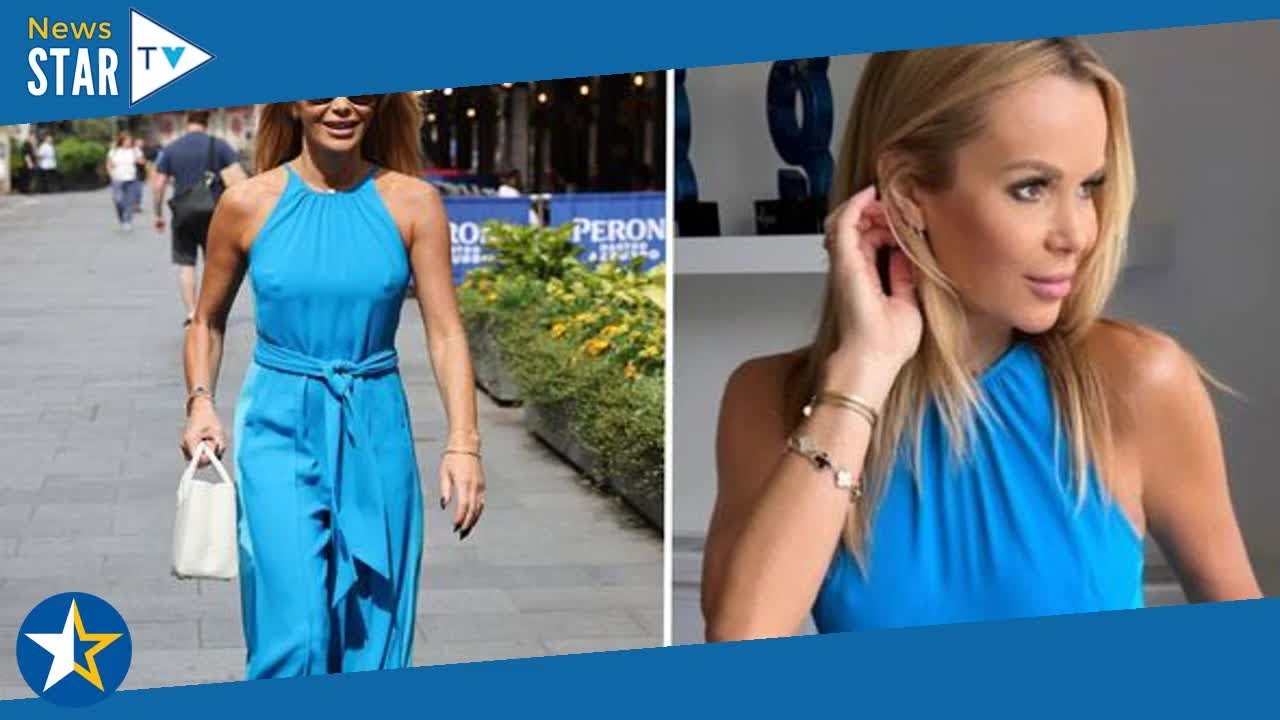 Amanda Holden puts on perky display in figure-flattering blue jumpsuit