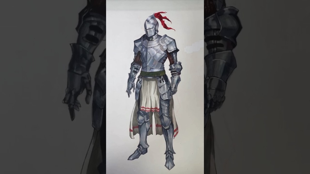 My simple armor drawing process 🖋️  #drawing #illustration #handdrawing #shorts