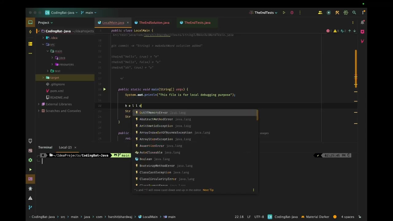 CodingBat Java | String-1 Section | theEnd