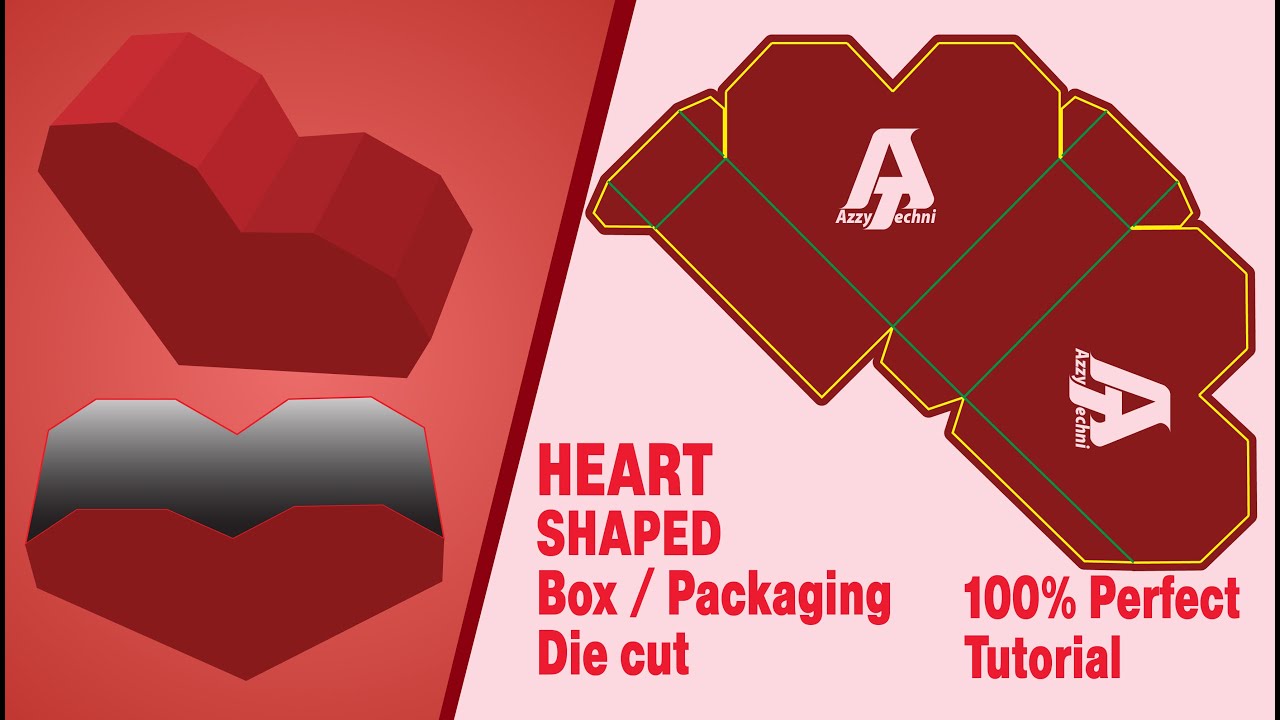 Origami / Paper Heart Shape Box Template / die cut Perfect Tutorial on Adobe Illustrator 2024