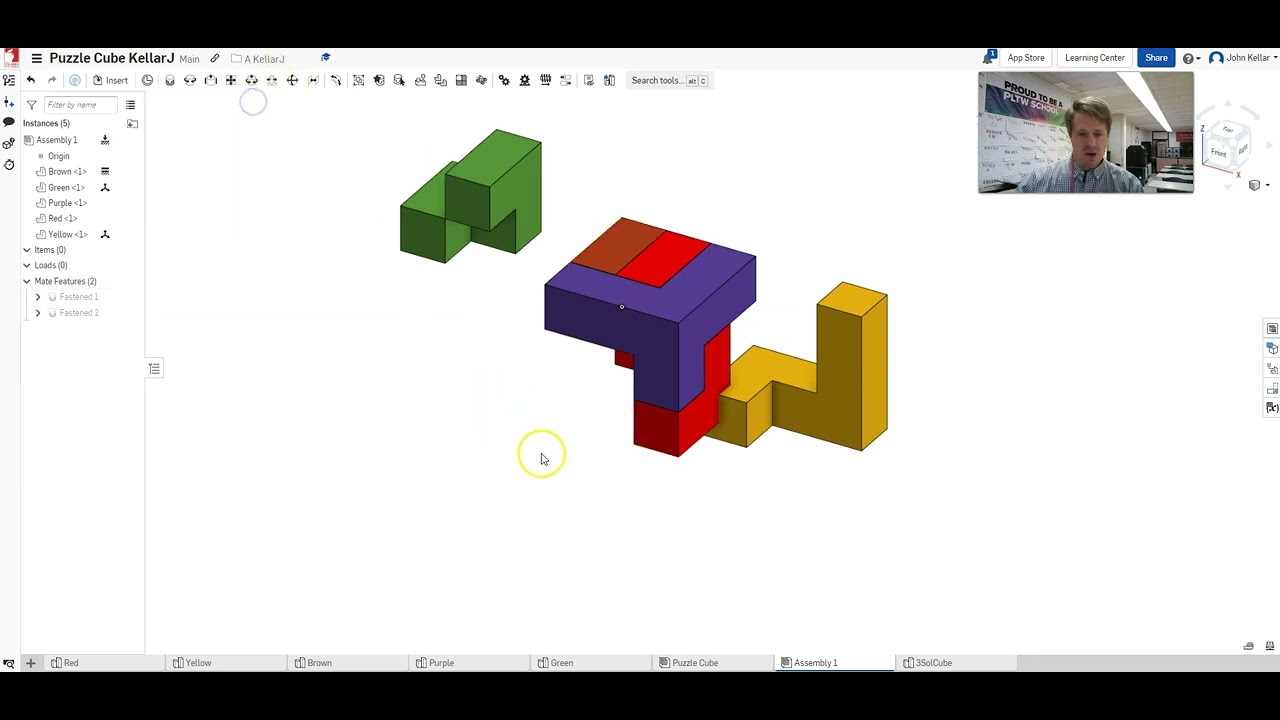 OnShape Puzzle Cube Assembly, BOM Table, & Exploded View