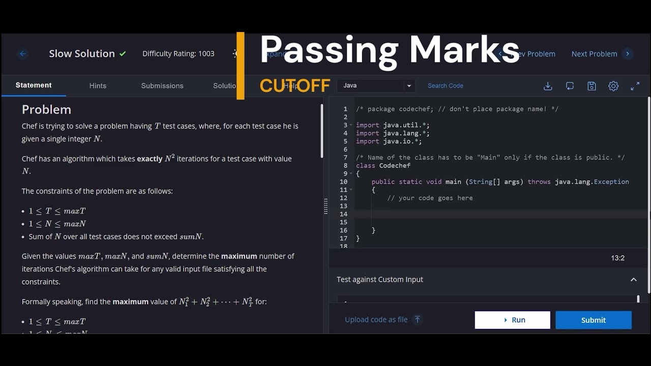 CodeChef Passing Marks Solution || #coding #codechefsolution #java #CUTOFF #competitivecoding #day10