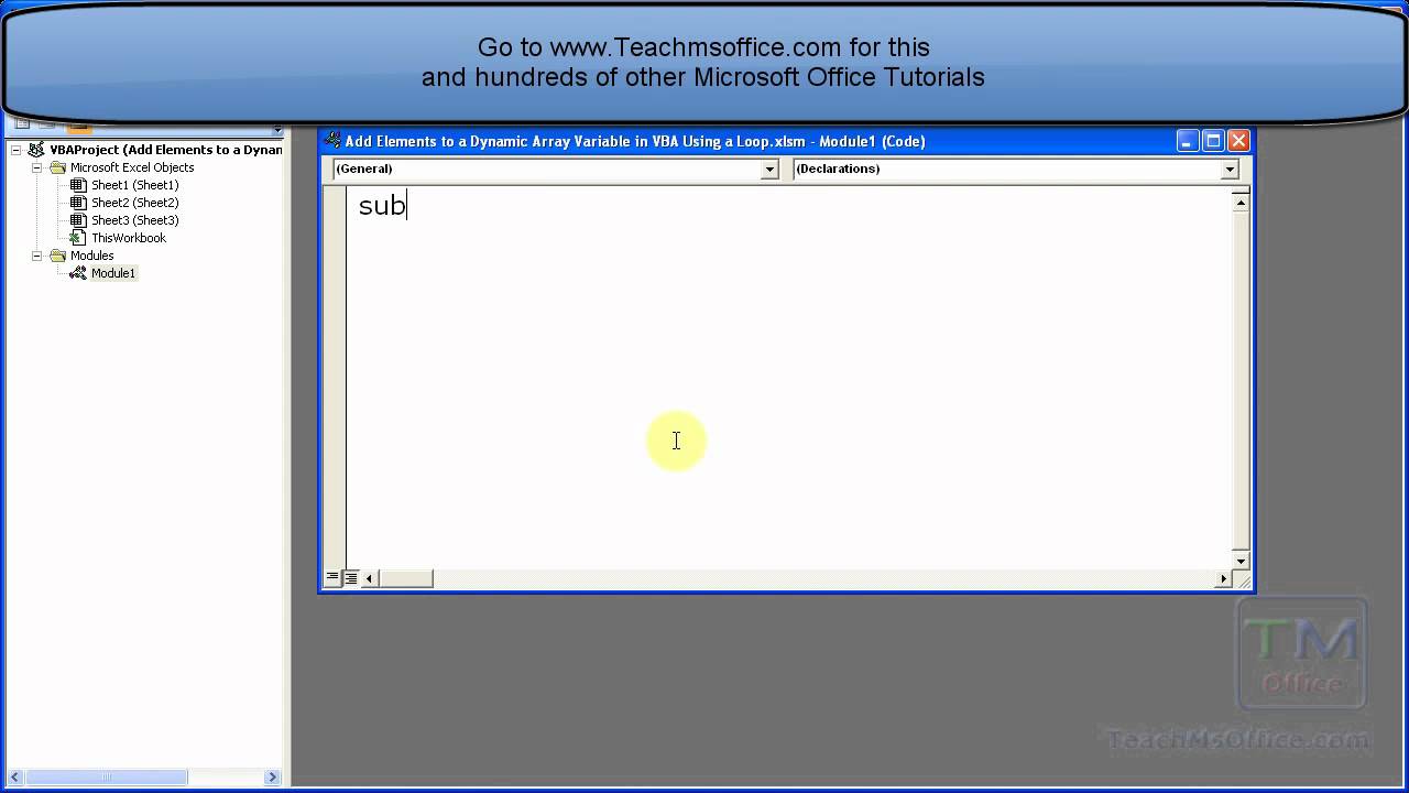 Add Elements to a Dynamic Array Variable in VBA Using a Loop - Macros in Excel