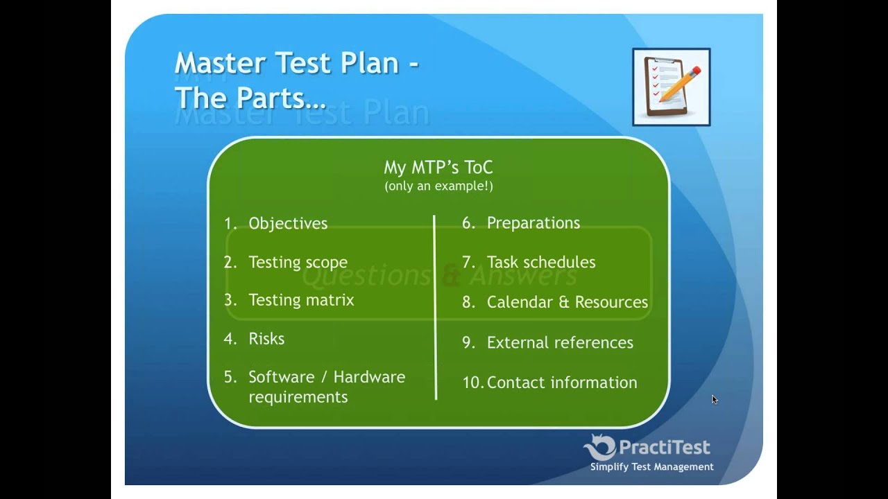 Master test plan -  PractiTest Webinar