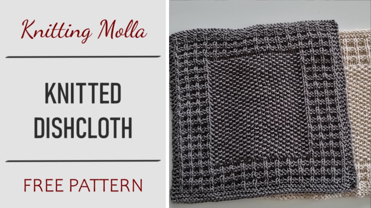 Knitted dishcloth with wafflepattern Free Knitting Pattern