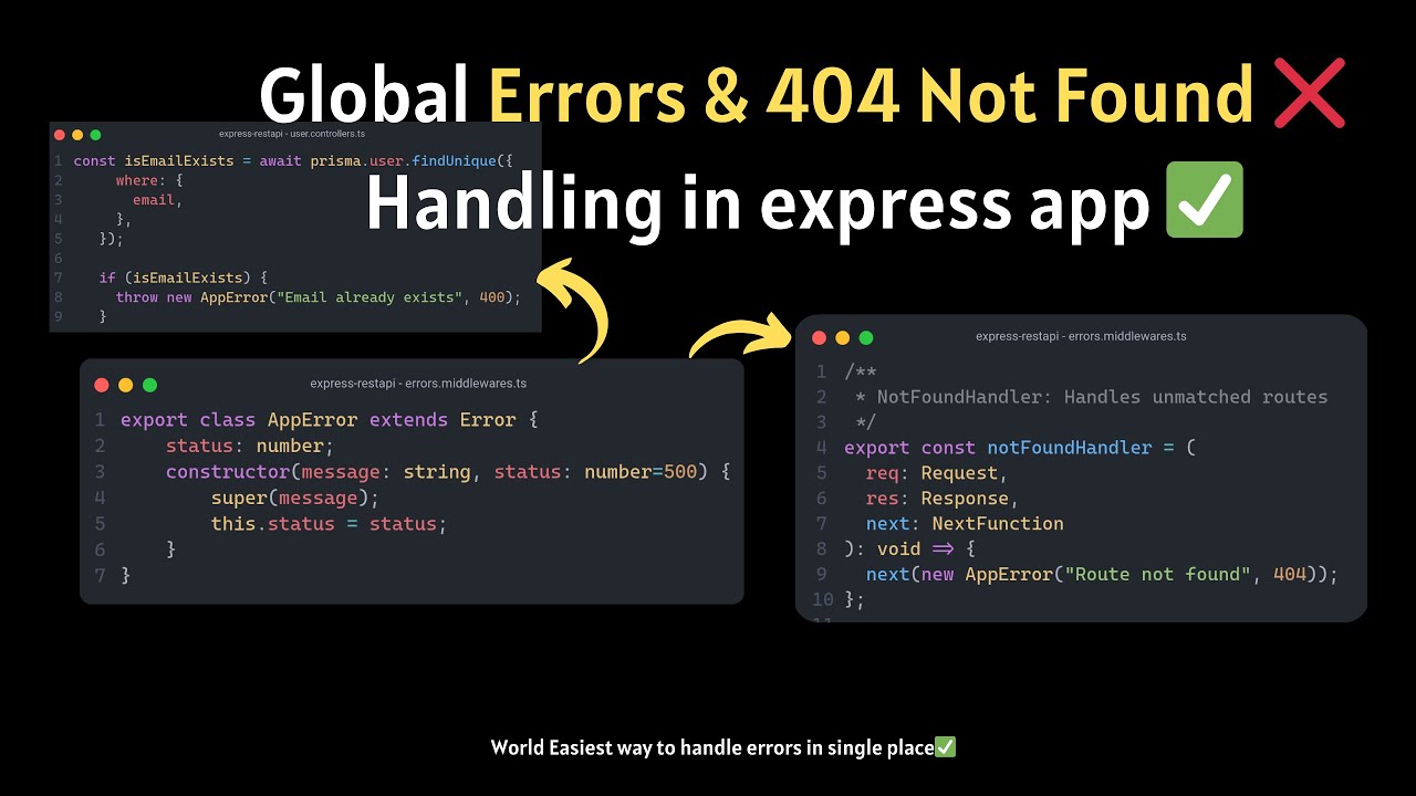 Global Error & 404 Not Found Handling in Express.js - Complete Guide ✅ # #express #errorhandling