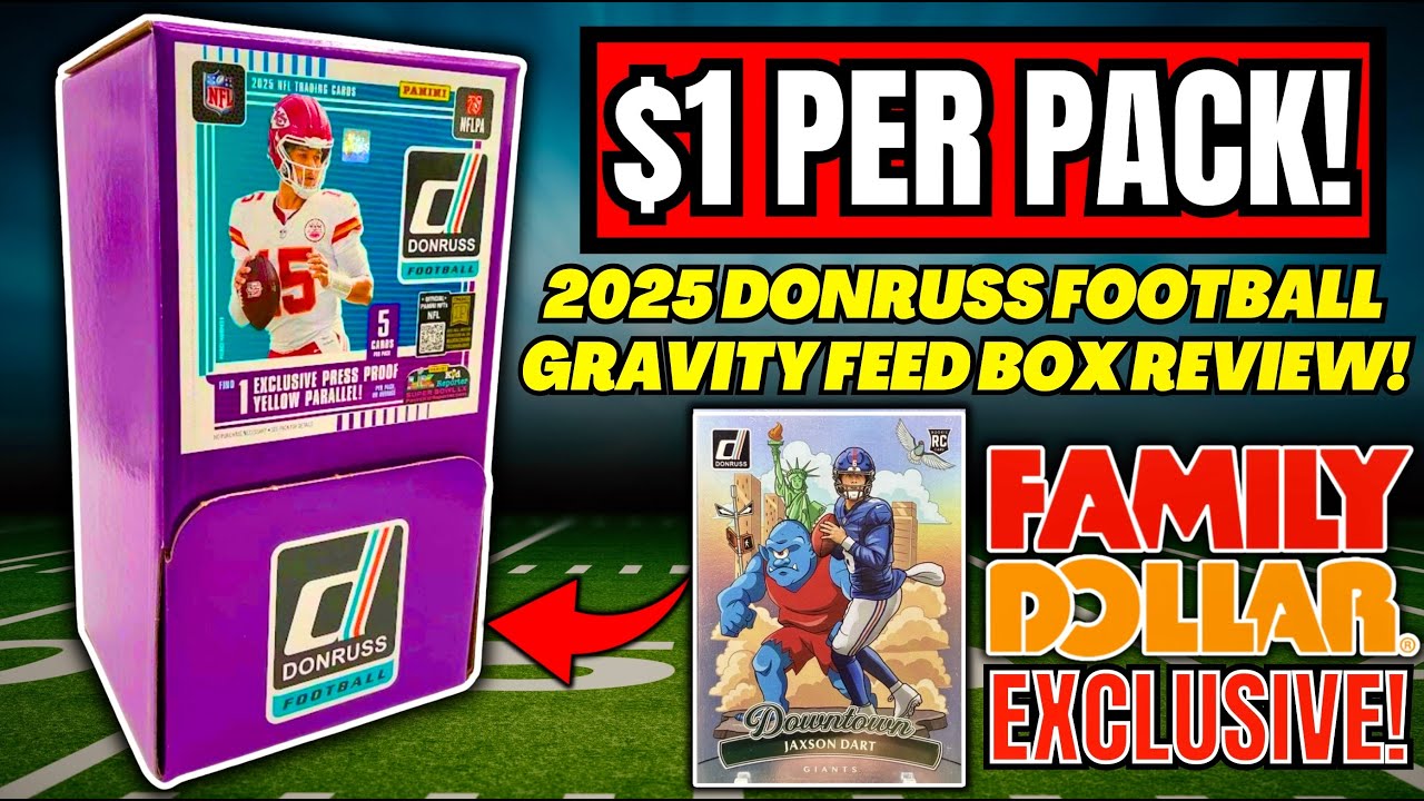 *$1 PER PACK!🤯 2025 DONRUSS FOOTBALL GRAVITY FEED BOX REVIEW!🏈