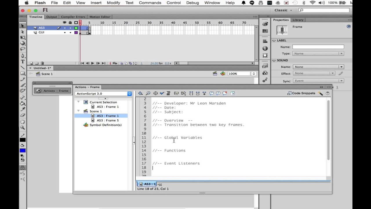 Action Script 3 (AS3) - changing keyframes through code