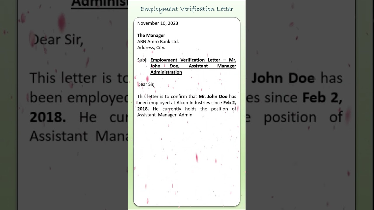 Letter for Employment Verification