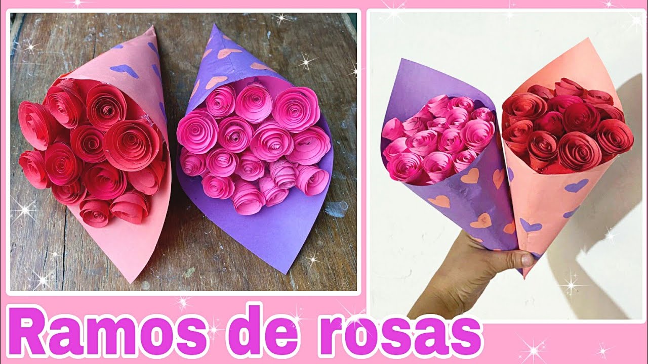 RAMO de FLORES con papel para REGALAR el DÍA DE LA MADRE 💐🌹/ Ideas 10 de mayo / *DIY Manualidades