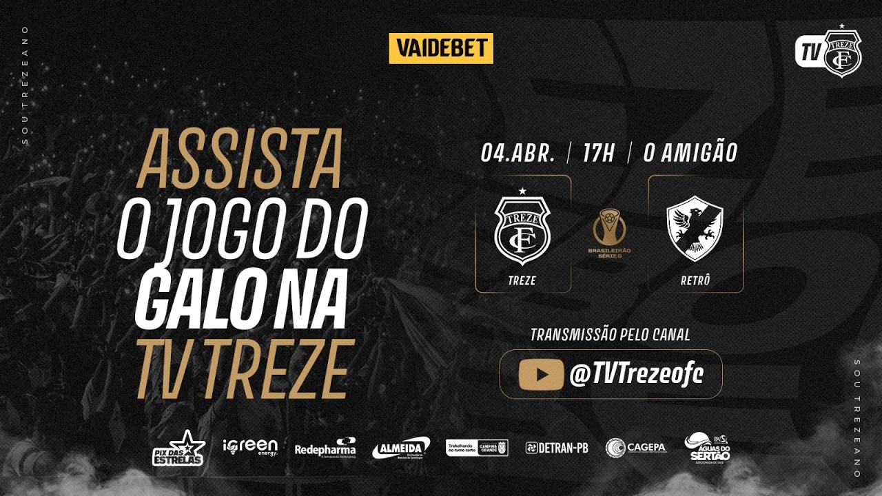 TREZE X RETRÔ | AO VIVO E COM IMAGENS | CAMPEONATO BRASILEIRO SÉRIE D | 04/04/2026