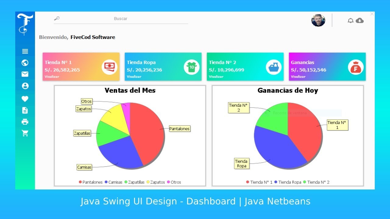 Java Swing UI Design - Dashboard | Java Netbeans