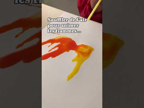 Activité enfant - le feu en arts visuels - souffler sur de l'encre