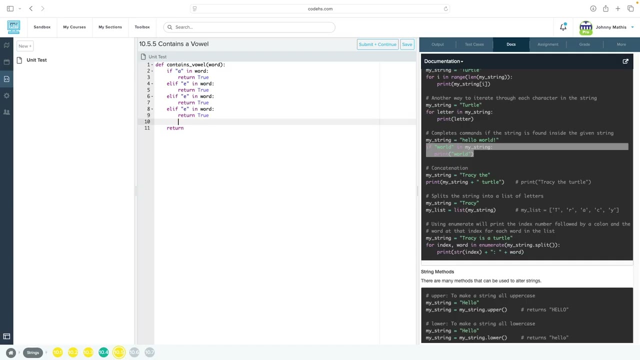 Codehs Python 10.5 Video Tutorial: The In Keyword
