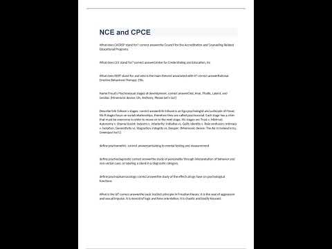 NCE and CPCE exam 2023 with 100% correct answers