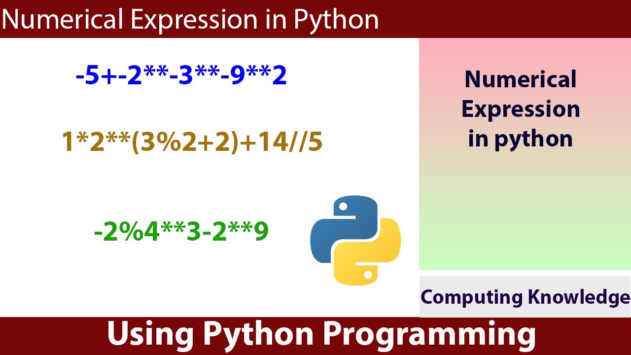 Numerical  expression in python || how to solve numerical expression using python||Python expression