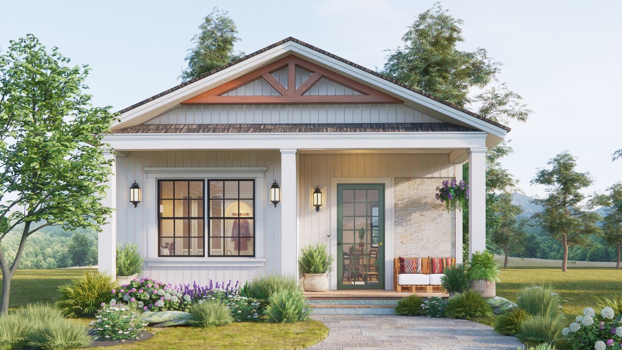 Small House Design - White Elegance & Cozy Living