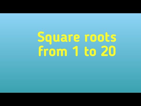 Square roots from 1 to 20