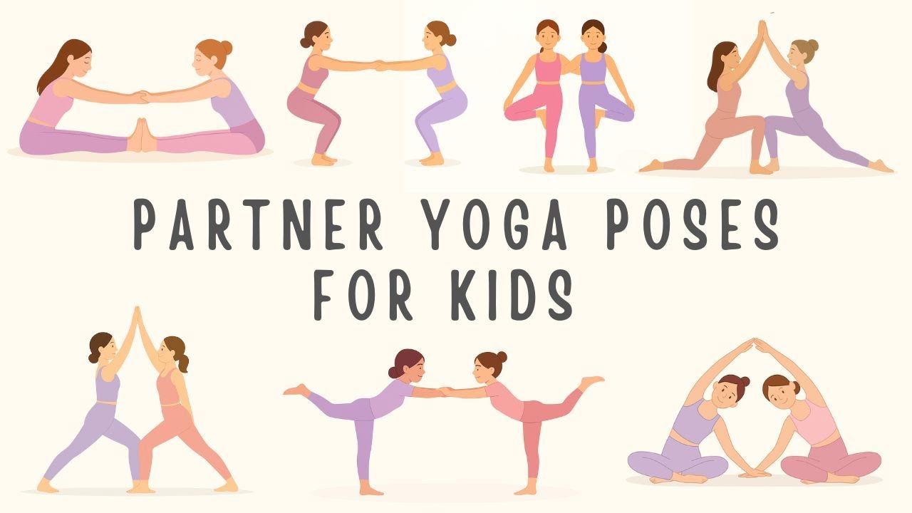 Partner Yoga Poses For Kids. Yoga for children with friends.