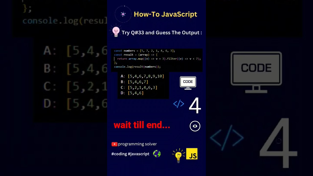 How To Code JavaScript Q#33, Try Solve & Guess The Output #shorts #coding #programming #javascript